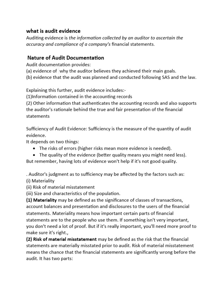 audit evidence | PDF | Audit | Accounting
