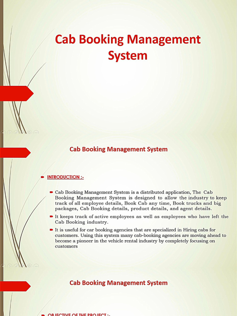 Cab Booking Management | PDF