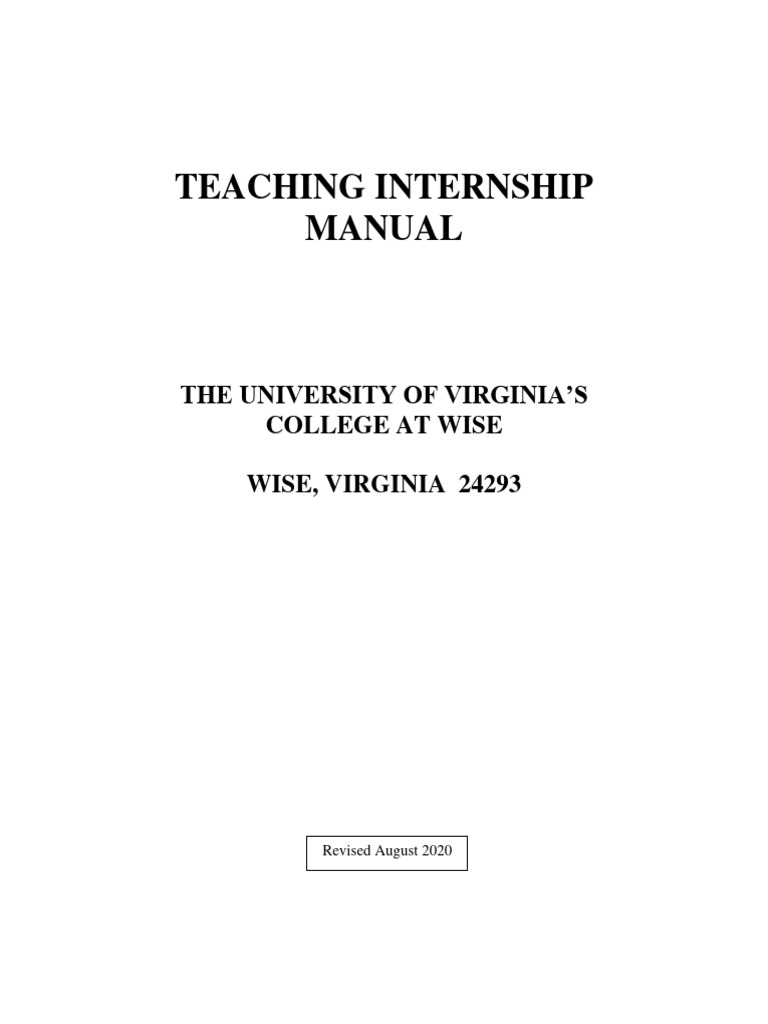 Teaching Internship Manual 2020 | PDF | Teachers | Internship