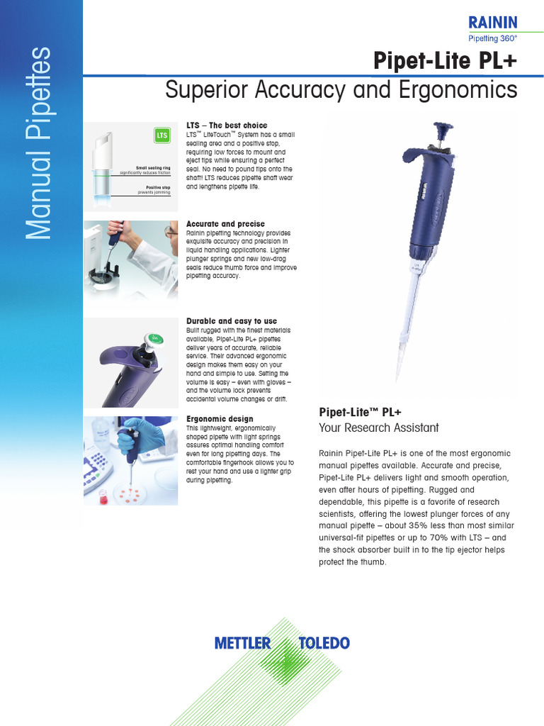Rainin Pipet-Lite PL+ Single Channel Datasheet | PDF