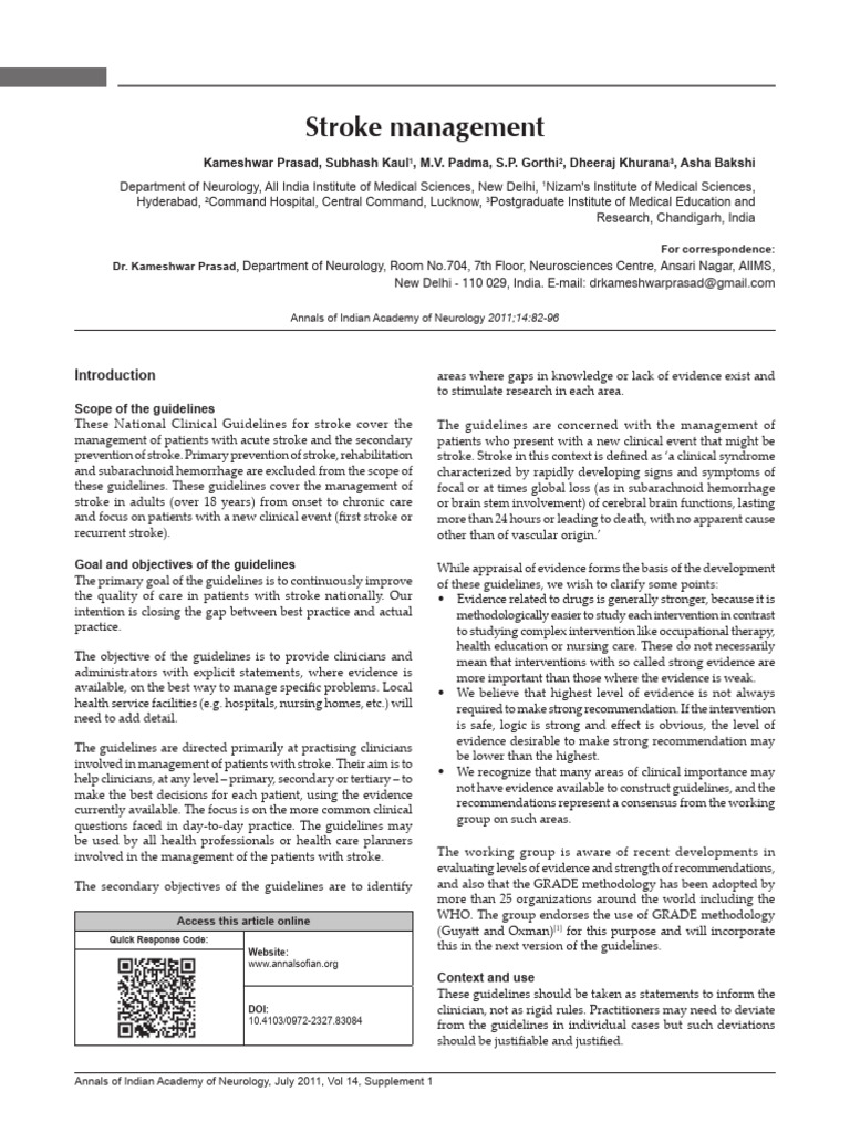 Stroke Maganament | PDF | Stroke | Thrombosis