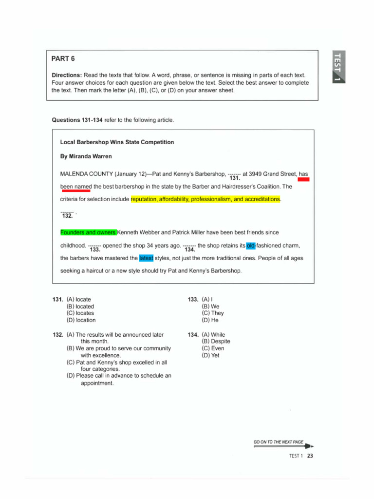Part 6 Test 1 | PDF | Technology & Engineering