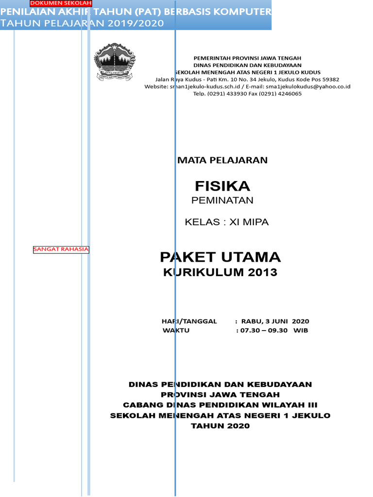 Soal PAT Fisika Kelas XI MIPA | PDF | Sains & Matematika
