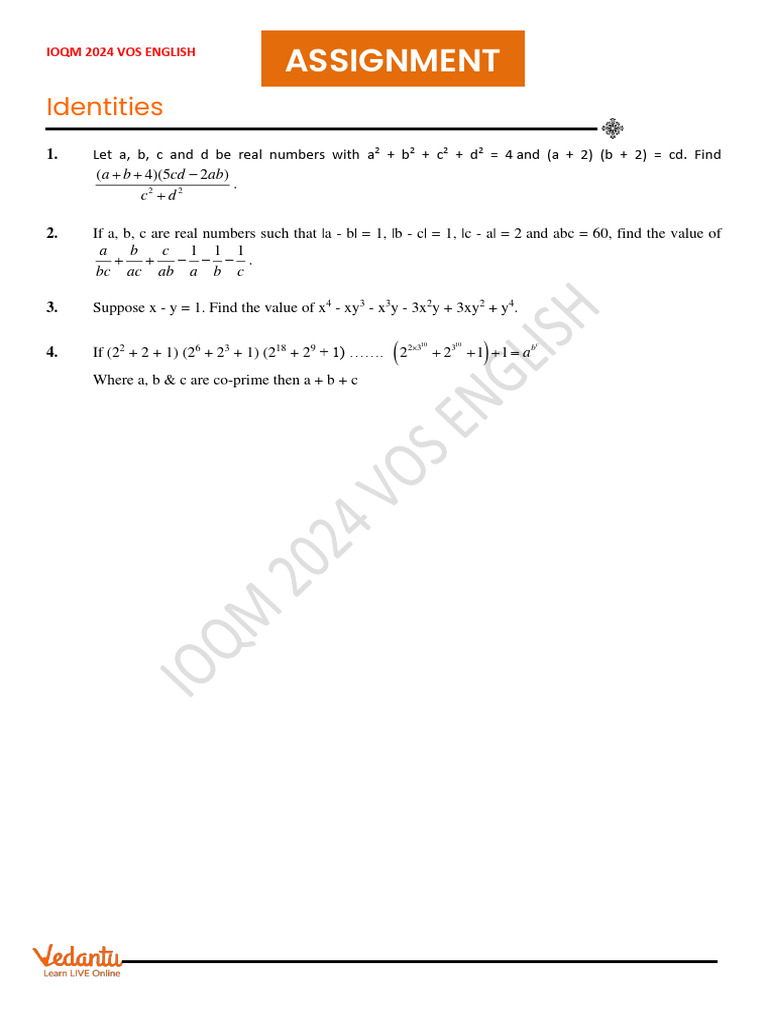 IOQM 2024 Basic Identities-VOS ENGLISH | PDF