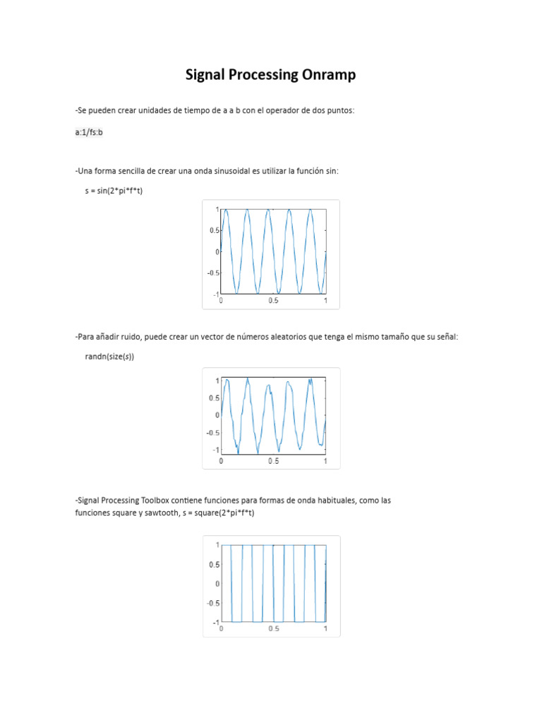Signal Processing Onramp | PDF | Función (Matemáticas) | Procesamiento de la señal