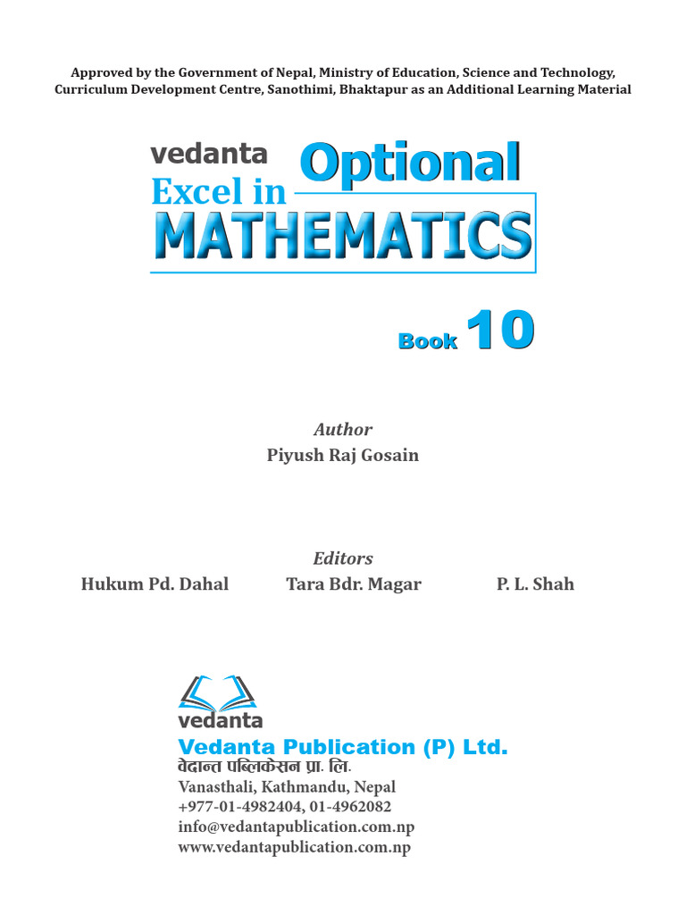Vedanta Opt. Maths Book 10 Final (2078) | PDF | Trigonometric Functions ...