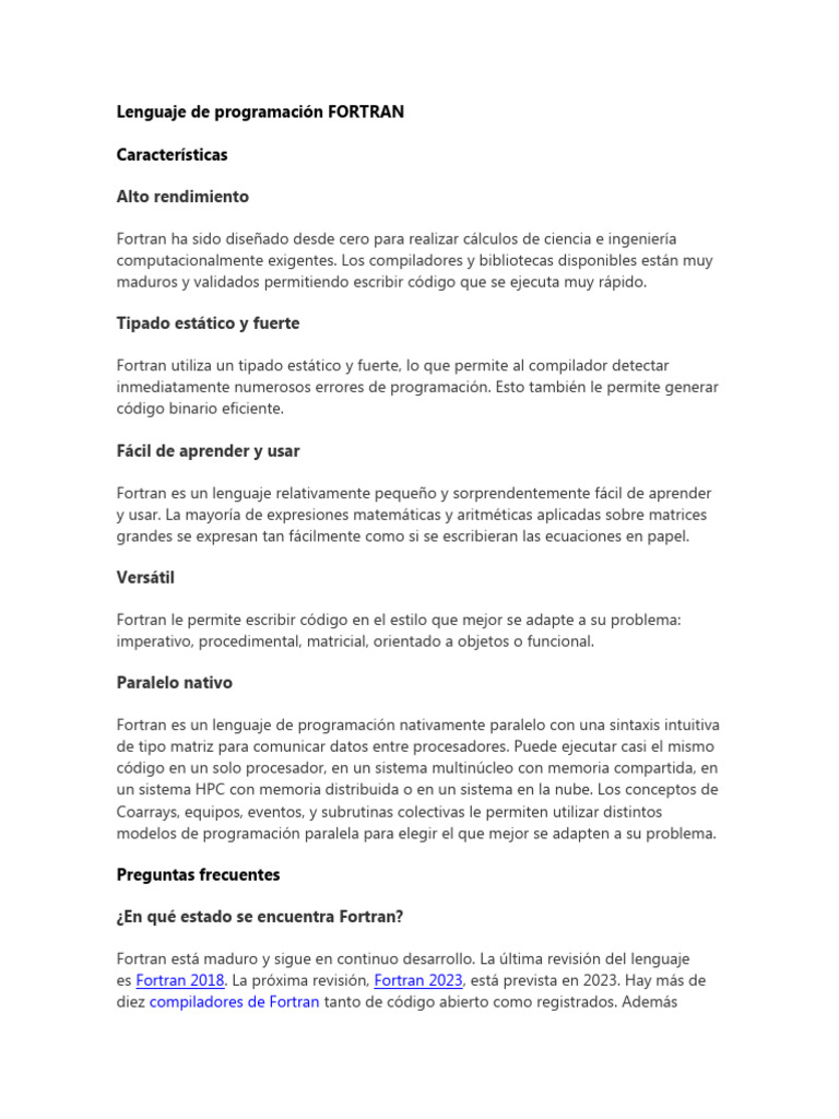 Lenguaje de Programación FORTRAN | PDF | Lenguaje de programación | Programación de computadoras