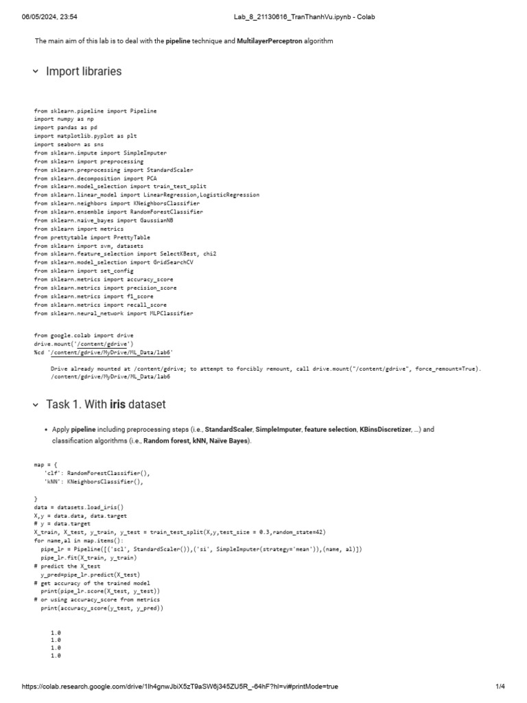 Lab - 8 - 21130616 - TranThanhVu - Ipynb - Colab | PDF | Applied Mathematics | Machine Learning