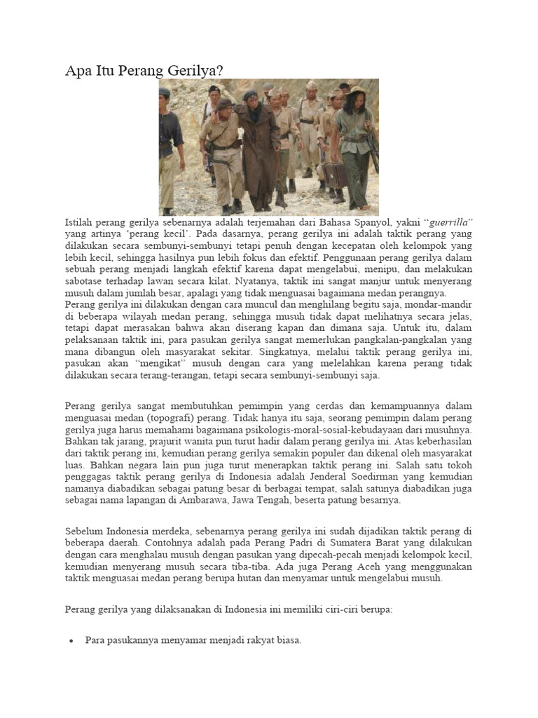 Taktik Perang Gerilya Jenderal Soedirman | PDF