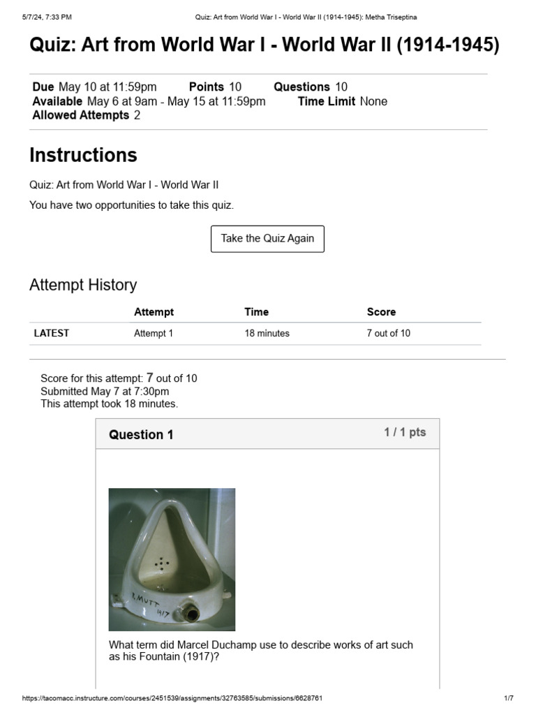 Quiz 5 Art From World War I - World War II (1914-1945) | Download Free ...