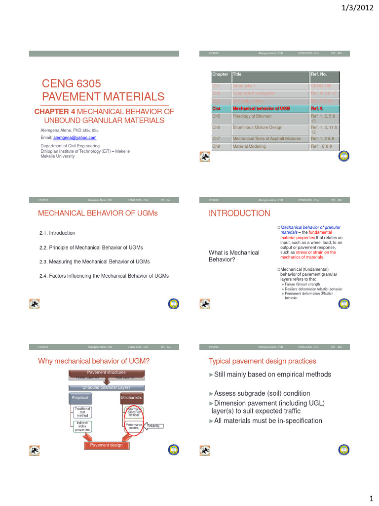 CENG 6305 Ch4 Mechanical Behaviour of UGM | PDF | Strength Of Materials | Young's Modulus