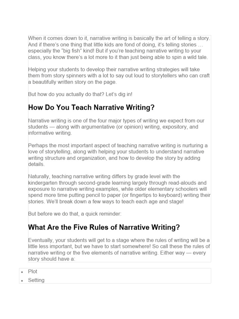 How To Teach Narrative Writing | PDF | Human Communication | Learning