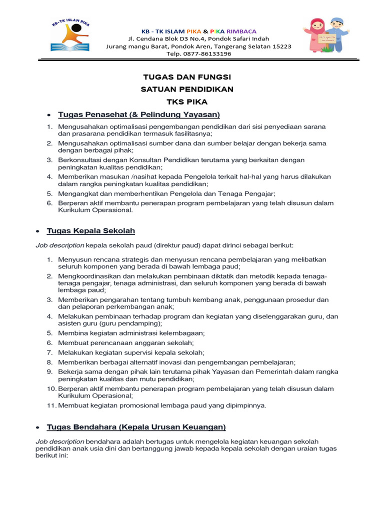 Tupoksi Organisasi Tks Pika | PDF