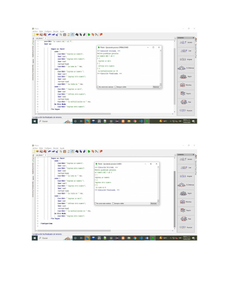 Algoritmo Operaciones Basicas | PDF
