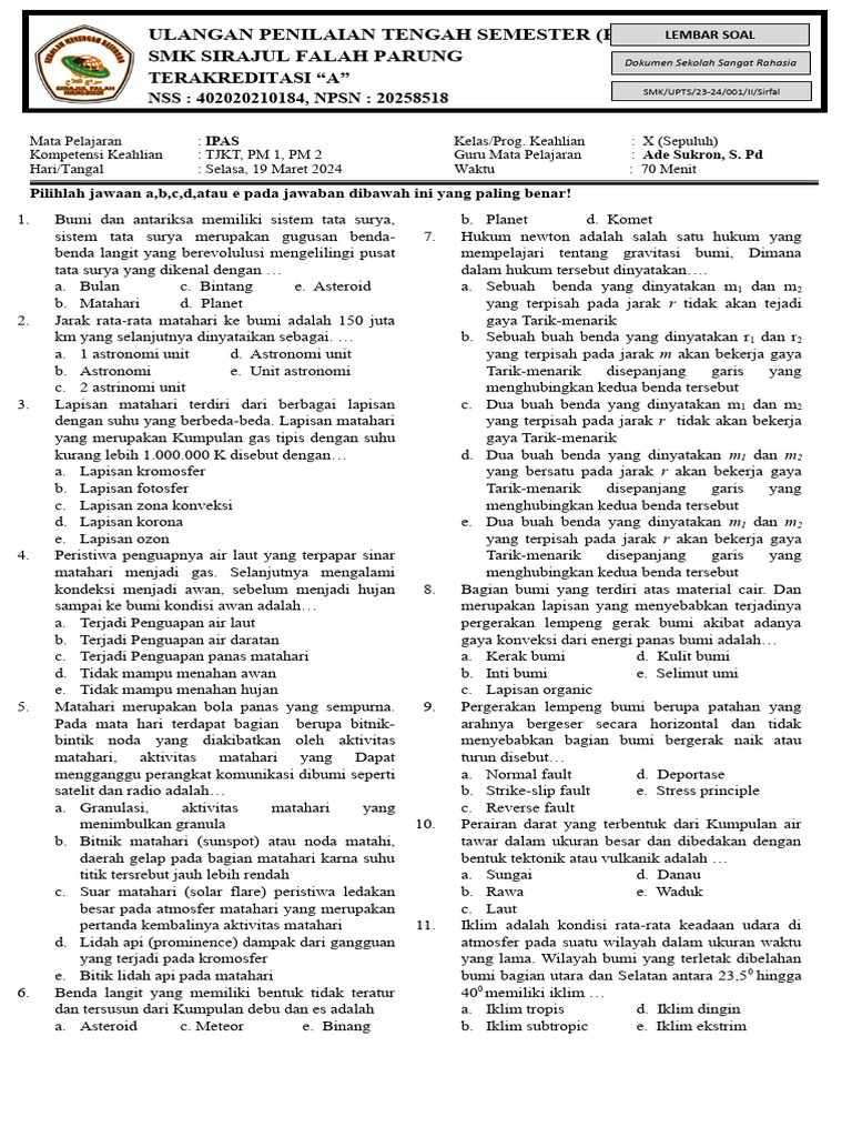 X TKJ & PM Ipas - Ade Sukron | PDF