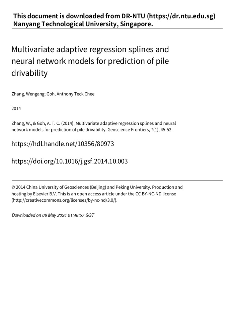 Multivariate adaptive regression splines and neural network models for prediction of pile ...