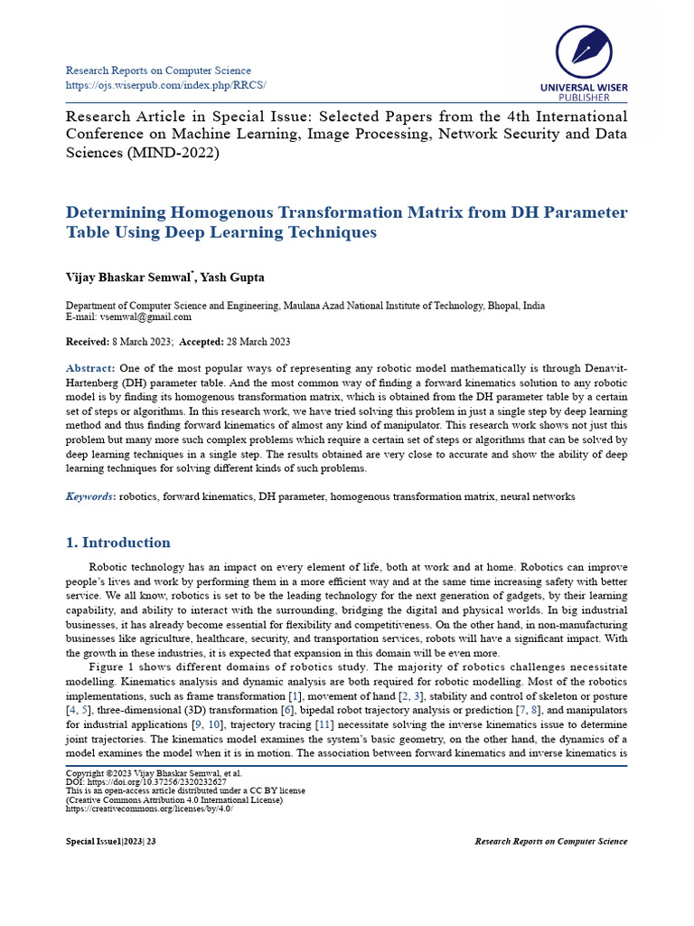 Determining Homogenous Transformation Matrix From | PDF | Artificial ...