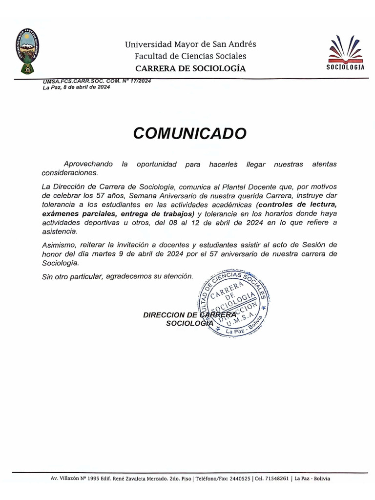 Comunicado 017. Tolerancia | PDF