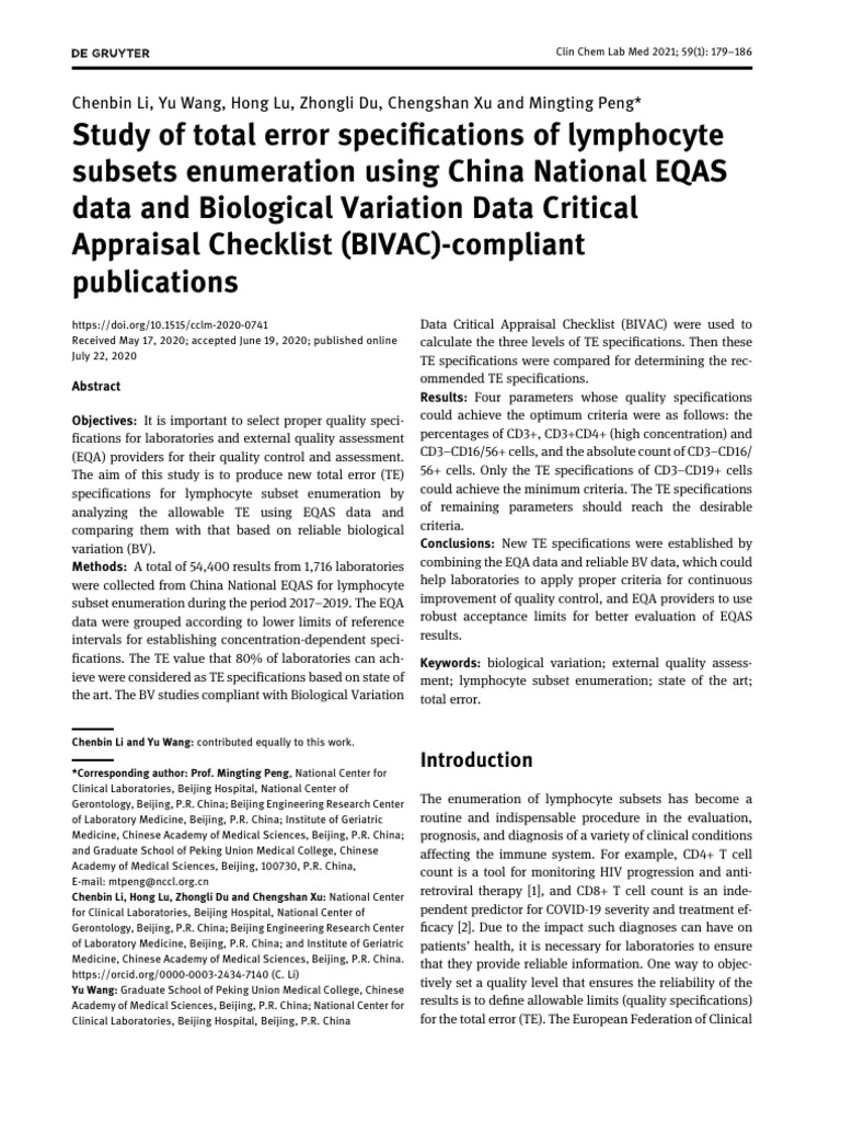 Error Total Linfocitos EQAS BIVAC | PDF | Medicine | Lymphocyte