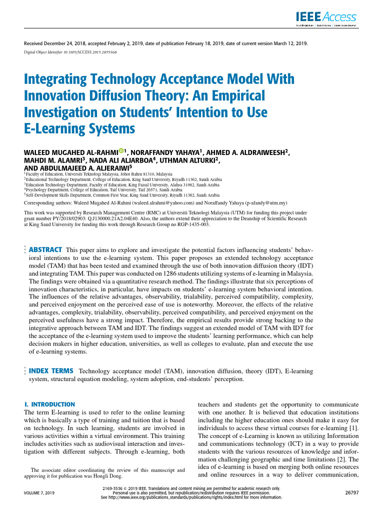 Integrating Technology Acceptance Model With Innovation 3bcldpphuo | PDF | Educational ...