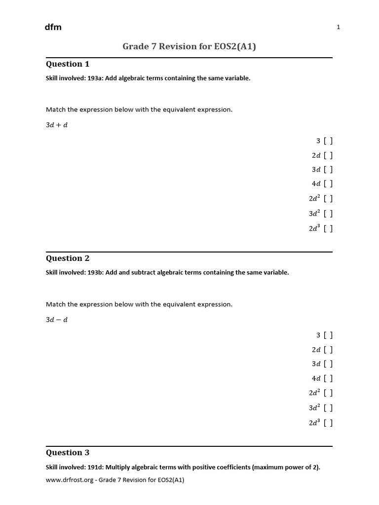 Grade 7 Algebra & Data Revision Guide | PDF | Mathematical Analysis ...