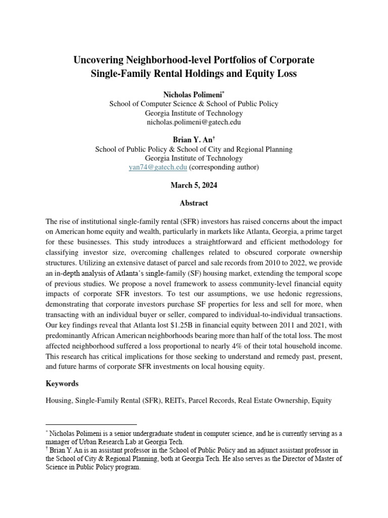 Polimeni and An (2024) SSRN | PDF | Stocks | Prices