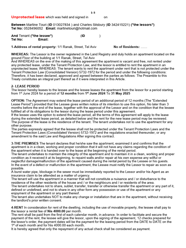 CONTRACT ENGLISH | PDF | Lease | Leasehold Estate