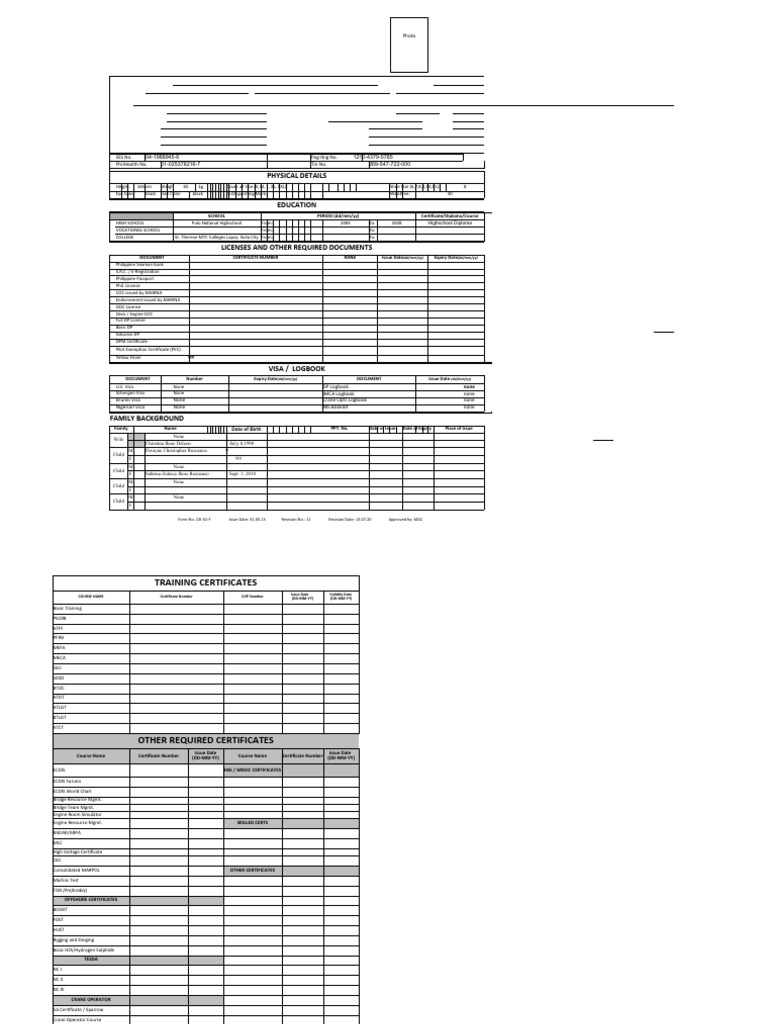 CSI - 01 - F Crew Application Form | PDF