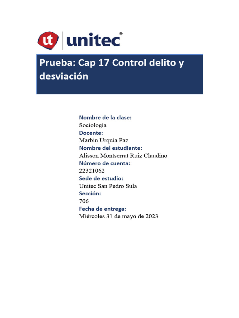 Prueba_Cap 17 Control delito y desviación | PDF | Desviación (sociología) | Vigilancia