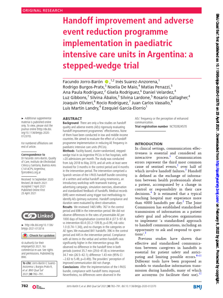 IPASS Trial Full | PDF | Patient Safety | Medicine