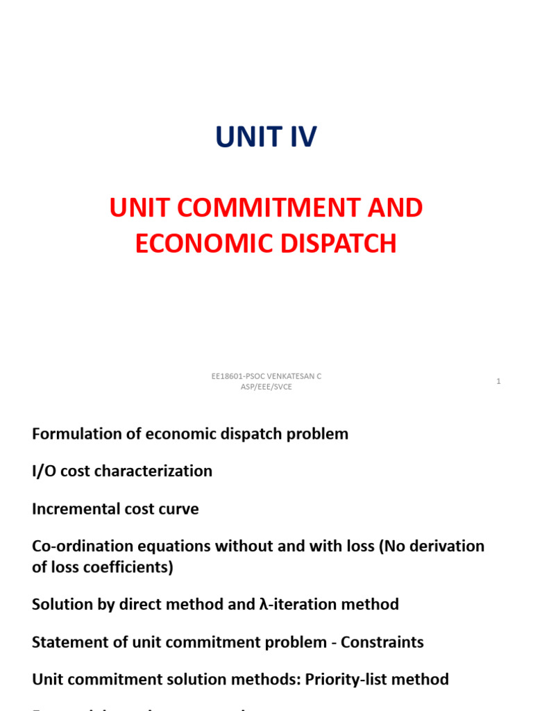 Economic Dispatch & Unit Commitment | PDF | Mathematical Optimization | Marginal Cost