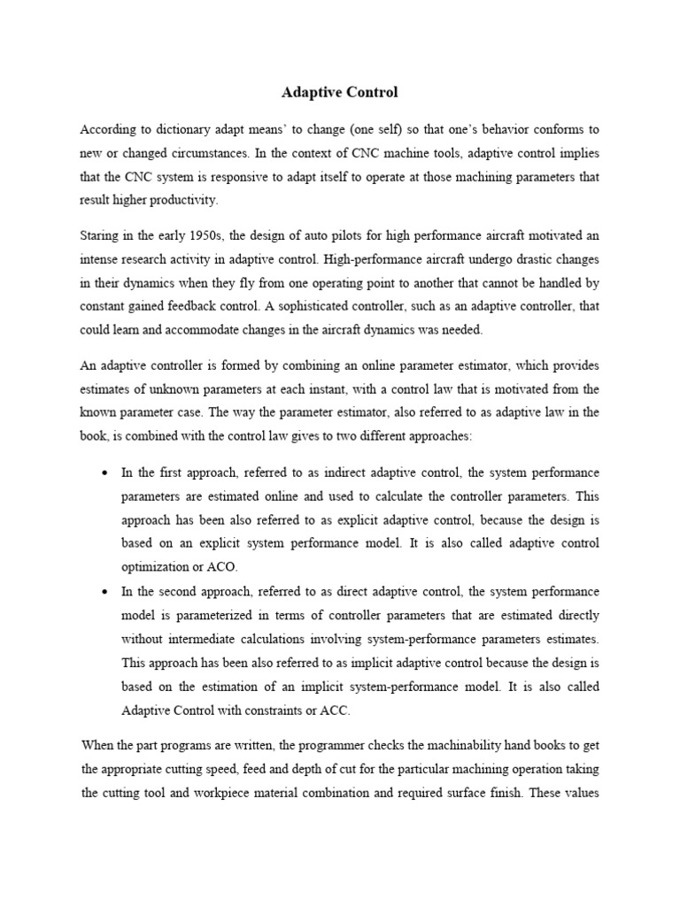 Adaptive Control System - CNC | PDF | Machining