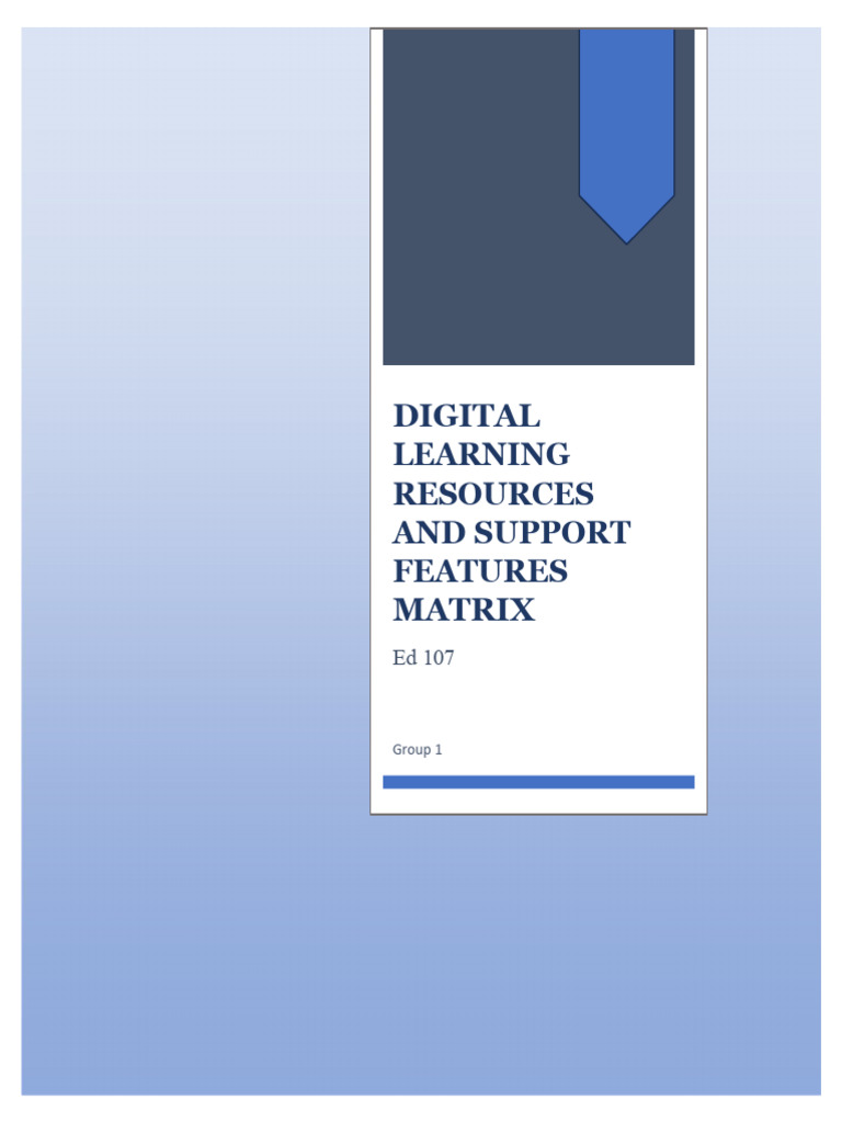 Digital Learning Resources and Support Features Matrix | Download Free PDF | Learning | Curriculum