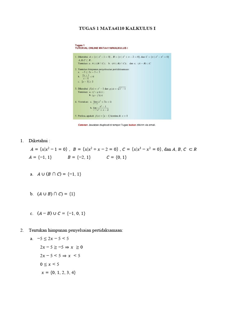 Kalkulus I: Himpunan & Limit Matematis | PDF