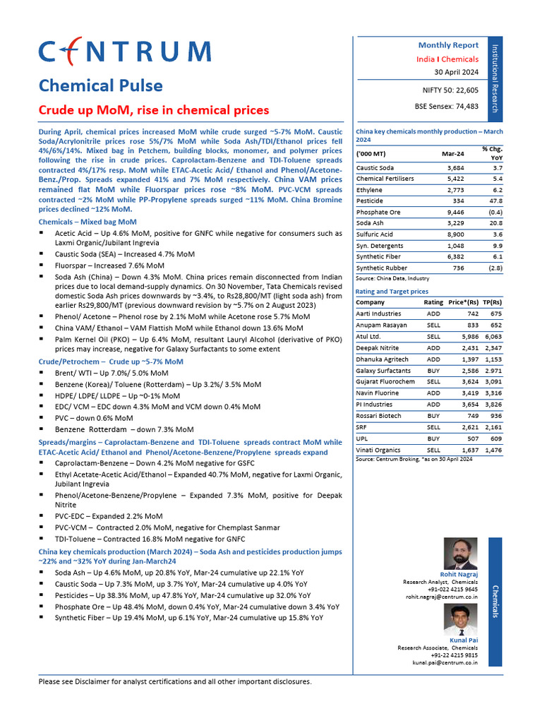 Chemical Pulse Sector Update | PDF | Chemical Industry | Materials