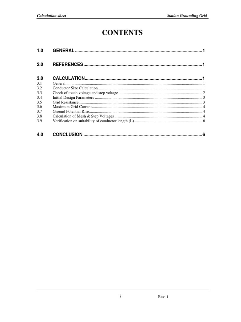 Calculation Sheet Station Grounding Grid | PDF | Technology & Engineering