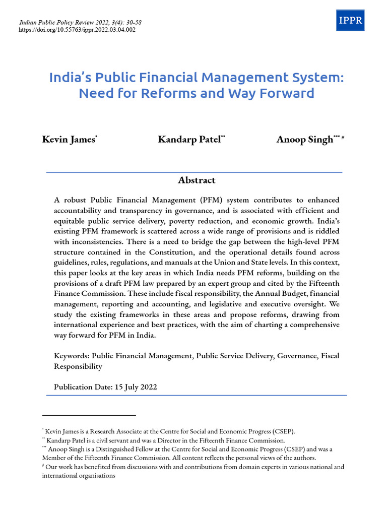 Reforms in India's Public Financial Management | PDF | Fiscal Policy ...