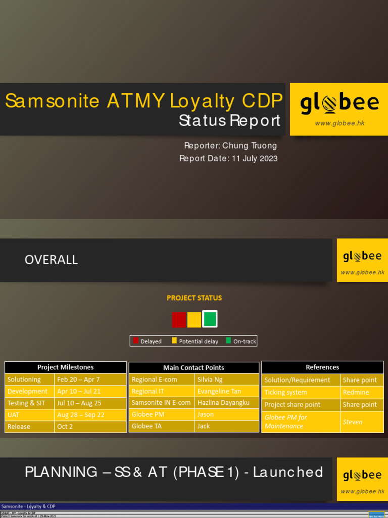 Samsonite AT MY SFMC Status Report 20230711 | PDF | Cyberspace | Information Technology