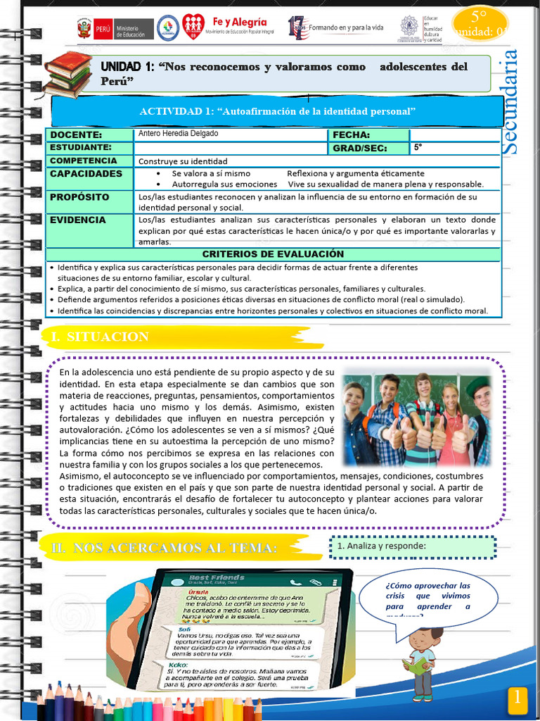 5° DPCC - Actv.01-Exp.1 2024 | PDF | Adolescencia | Motivacional