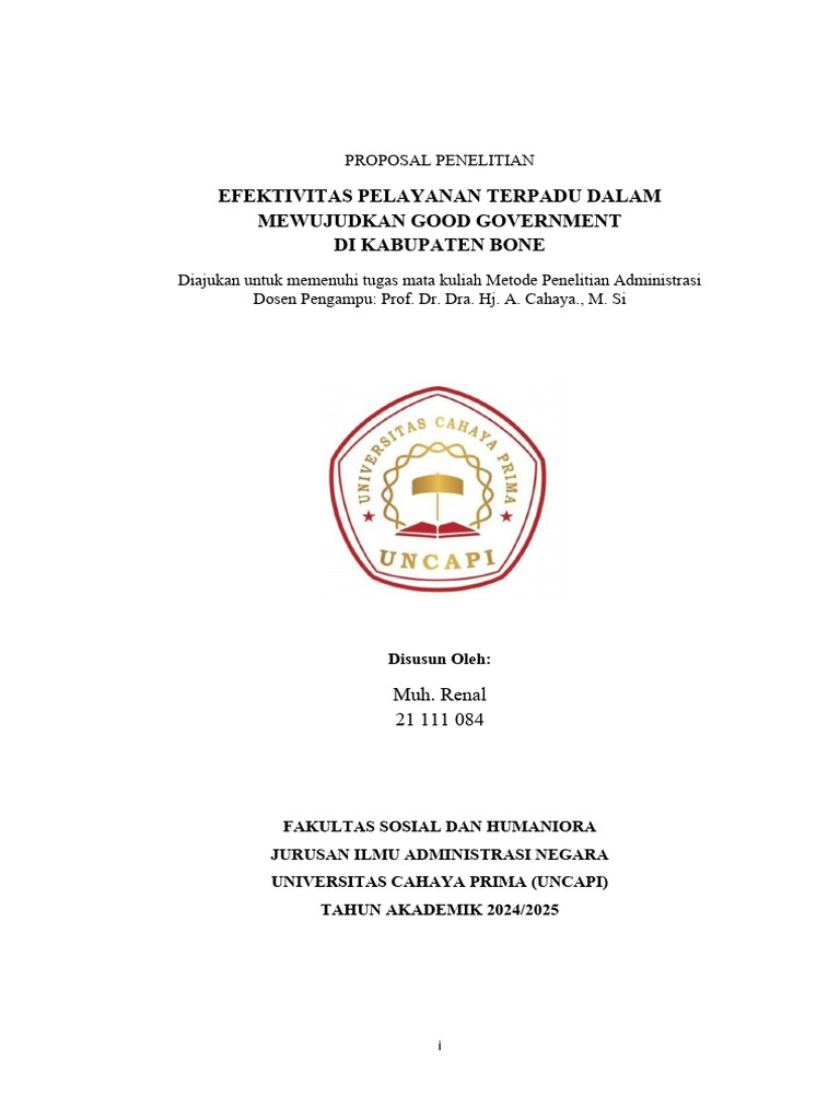 PROPOSAL PENELITIAN Muh. Renal | PDF