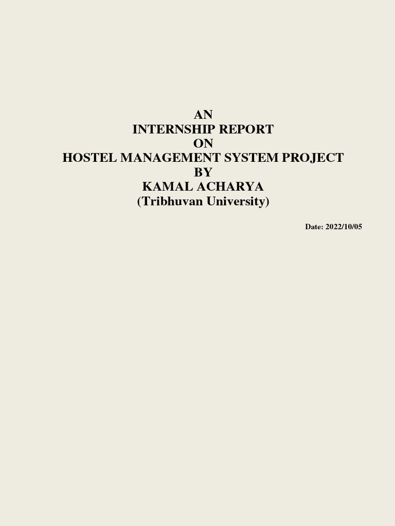 Hostel Management System Project Report. | Download Free PDF ...