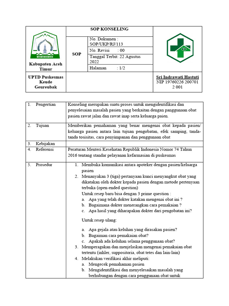 Sop Konseling | PDF | Pengembangan Diri