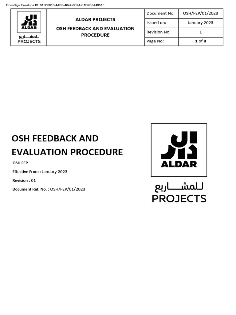 ALDAR PROJECTS - OSH Feedback and Evaluation Procedure - Rev. 01 | PDF | Occupational Safety And ...