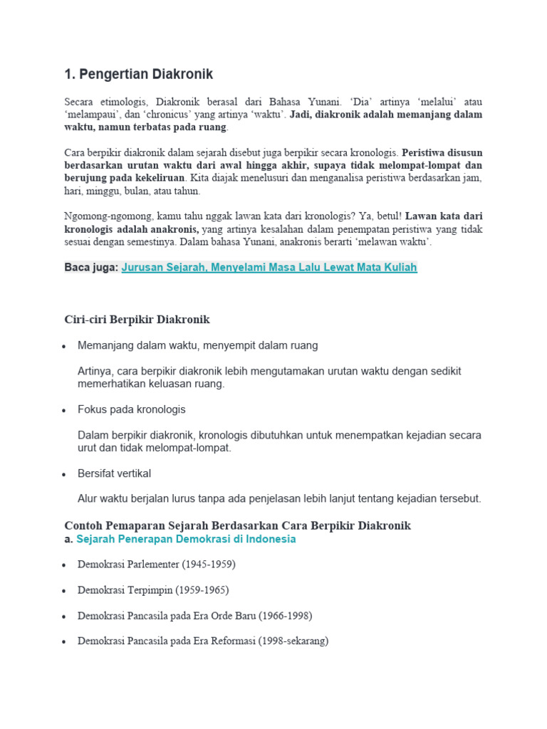 Memahami Diakronik dan Sinkronik dalam Sejarah | PDF