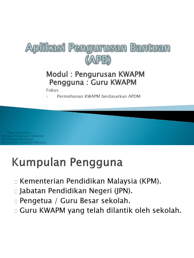 Manual Pengguna Apb Kwapm - Pemohon Kwapm (Guru Kwapm) | PDF