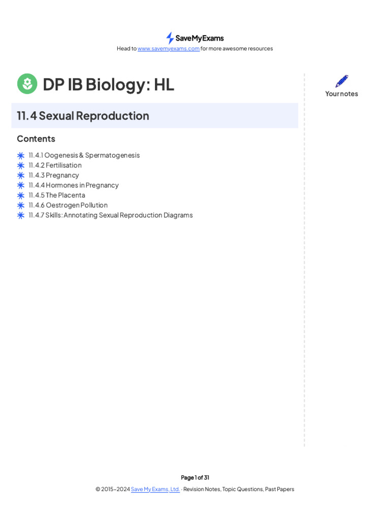 11.4 Sexual Reproduction | PDF | Fertilisation | Meiosis