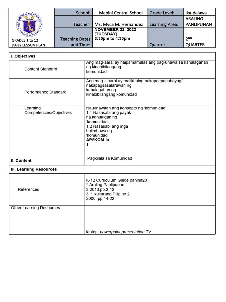 Original Lesson Plan in Ap 1 | PDF