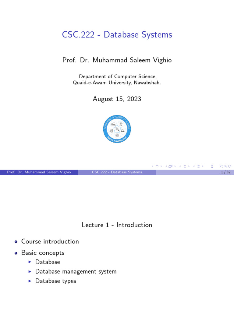 Lec. 1 - Introduction To DBMS | PDF | Relational Database | Databases