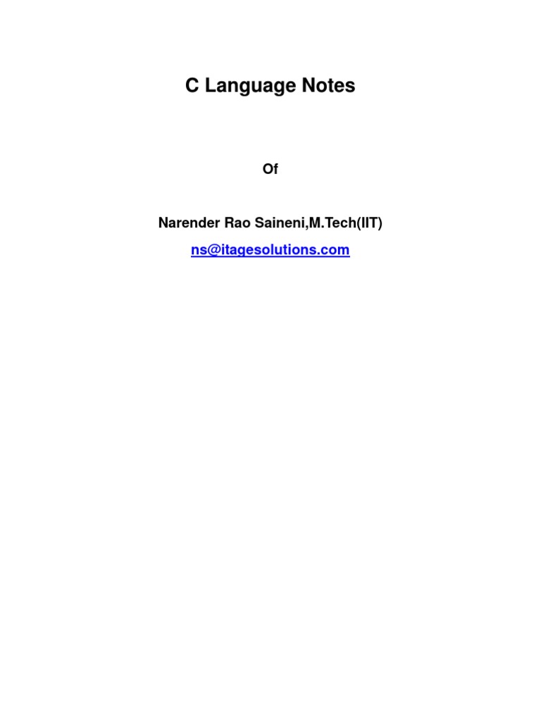 Notes C Pdf C Programming Language Control Flow 7038