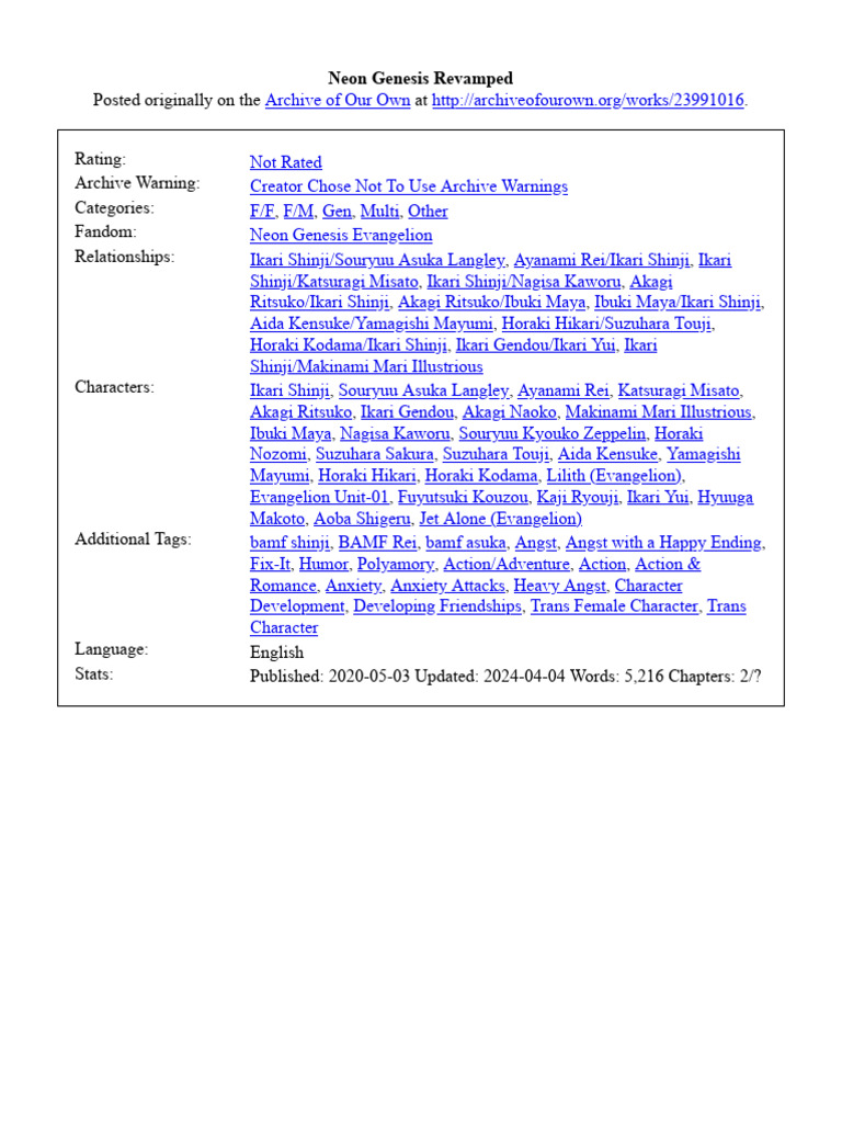 Neon Genesis Revamped | PDF